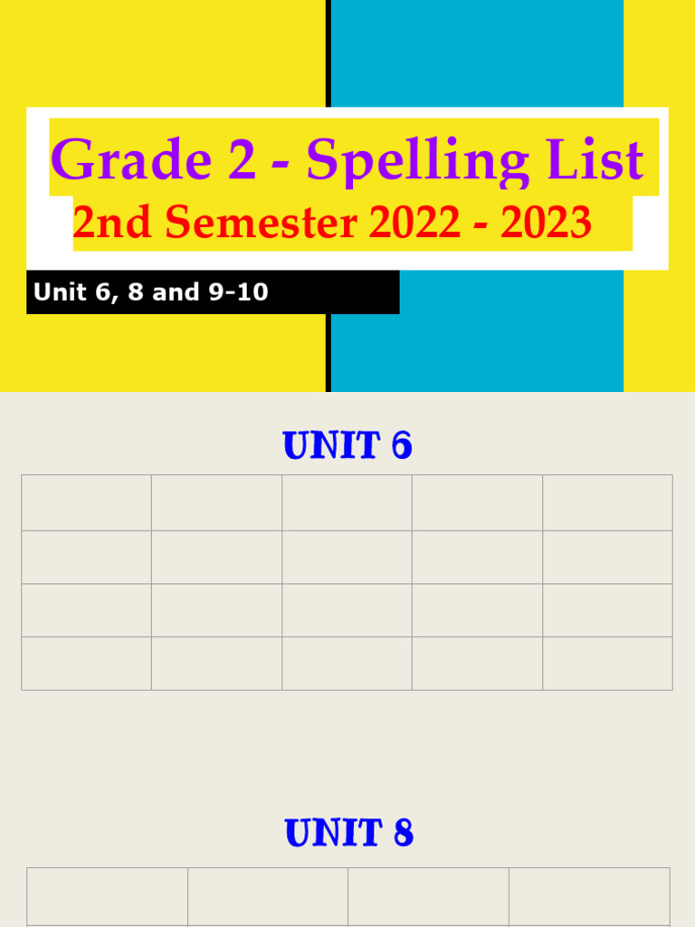 Semester 2 - Spelling List | PDF