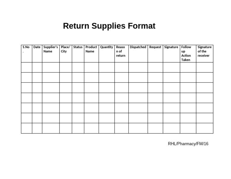 Return Supplies Format | PDF