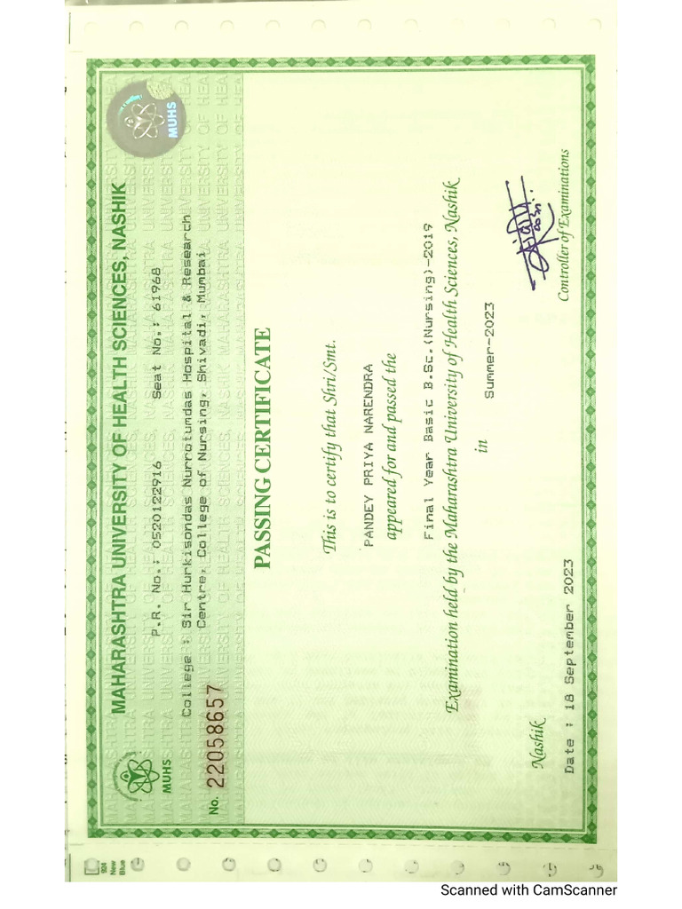 Passing Certificate | PDF