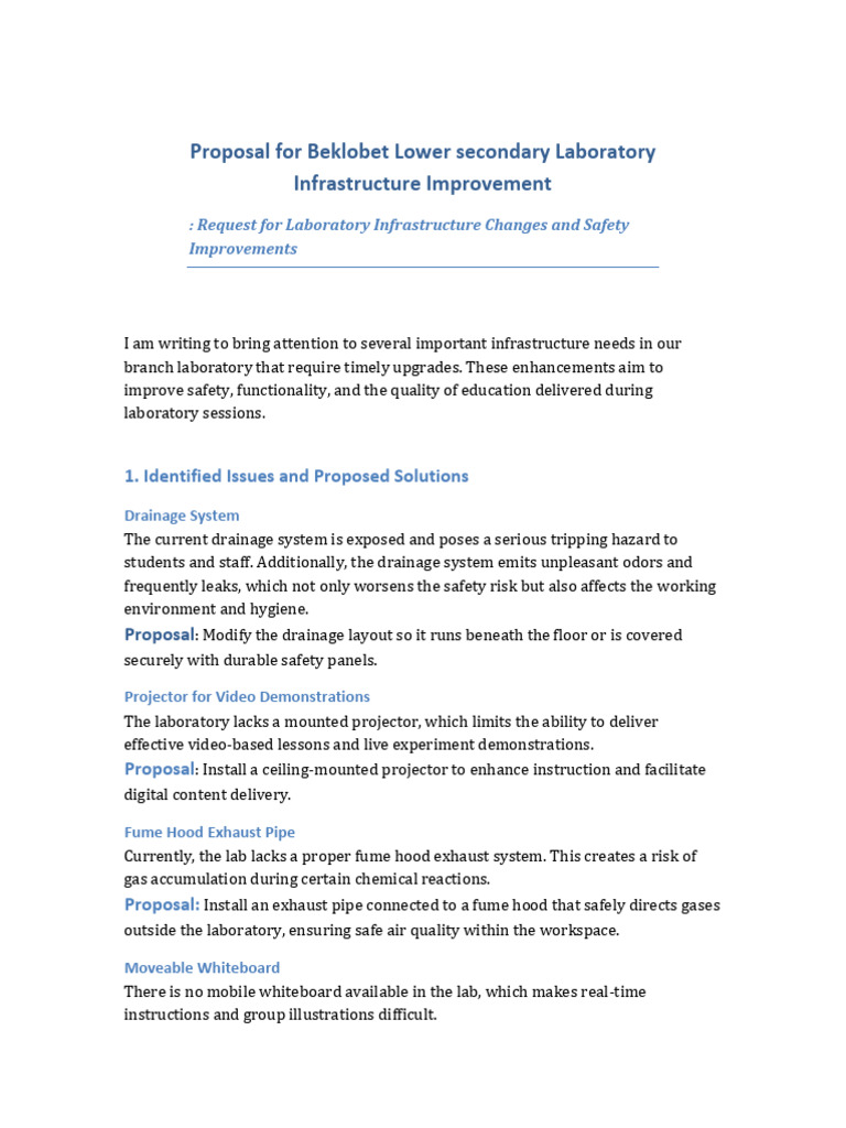 Lower Secondary Laboratory Improvement Proposal | PDF | Laboratories | Safety