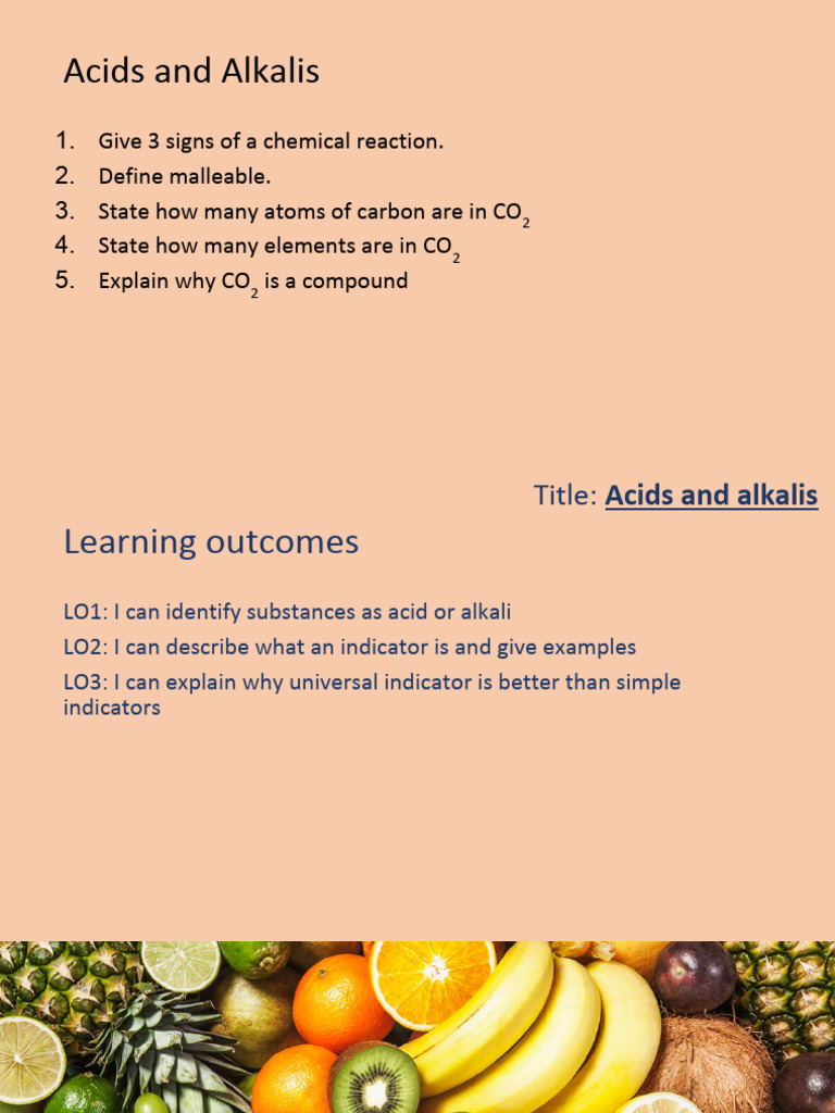 Edited - Topic 4 - Lesson 3 - Acids, Alkalis, and Indicators | PDF ...