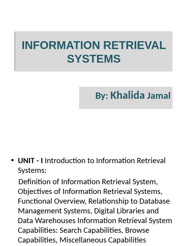Irs U-1 | PDF | Information Retrieval | Databases