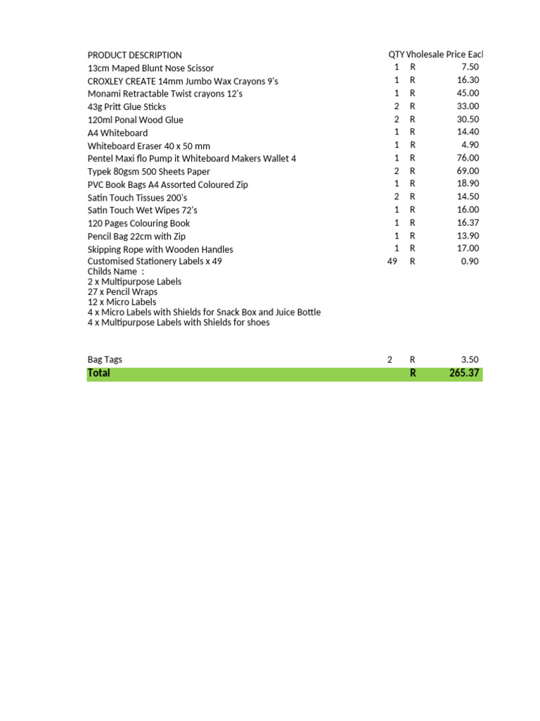 Pinnacle College STATIONERY 2025 | PDF | Pencil | Paper