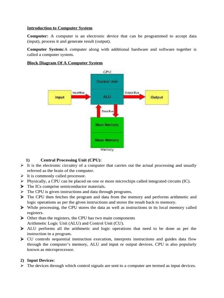 Introduction To Computer System 1719588572 | PDF | Computer Data Storage | Central Processing Unit