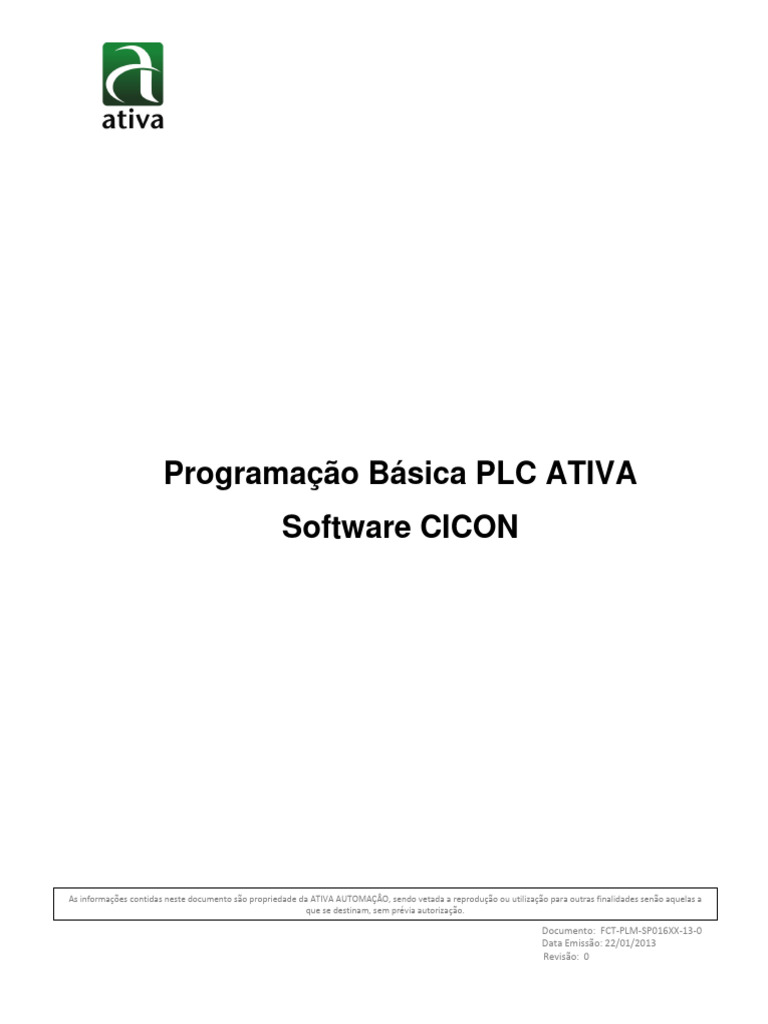 Programação PLC ATIVA: Guia CICON | PDF | Inicialização (informática ...