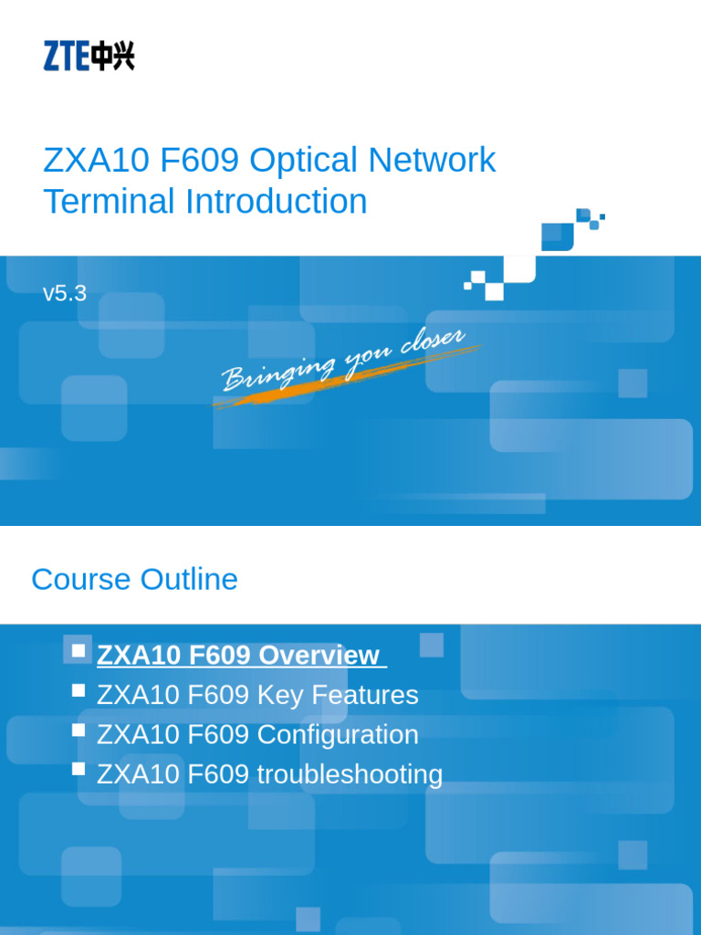 ZTE F609 GPON ONU Overview and Setup | PDF | Wi Fi | Usb