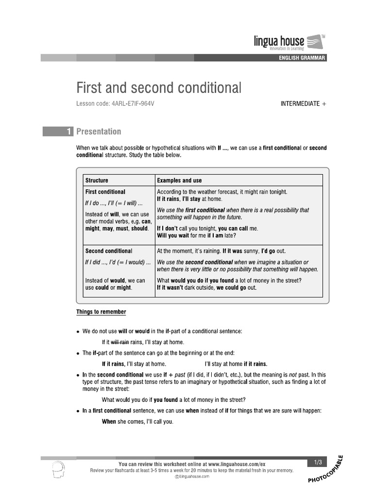 Conditional I and II | PDF