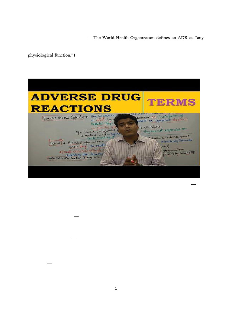 ADR Classification - Unit 1 | PDF | Adverse Effect | Medicine