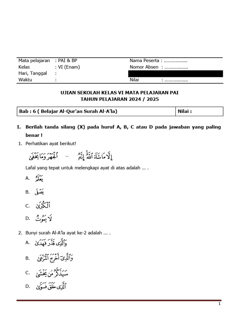SAS PAI KELAS 6 | PDF