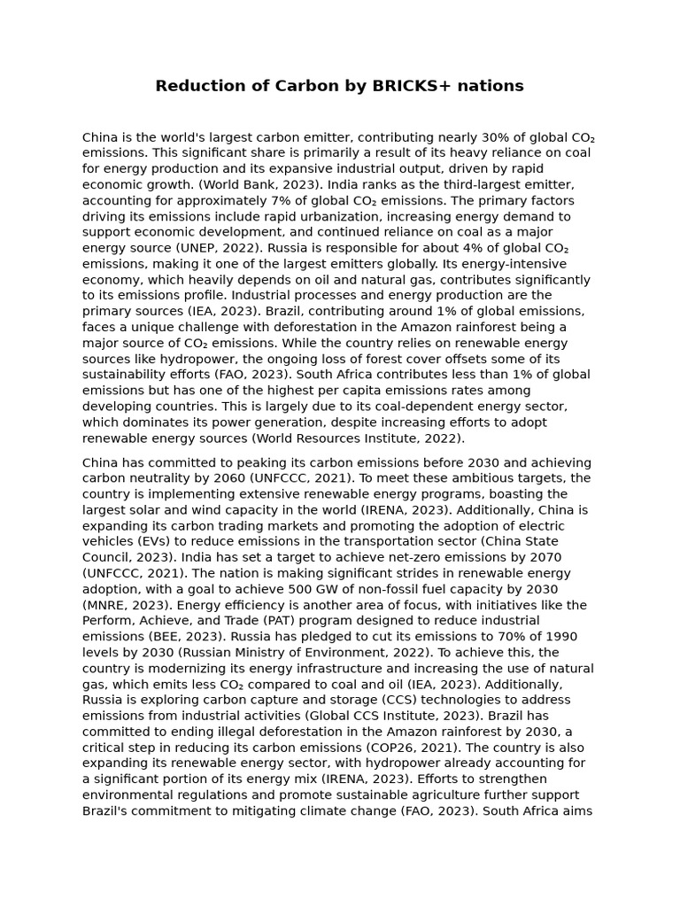 Reduction of Carbon by BRICKS | PDF | Renewable Energy | Climate Change ...