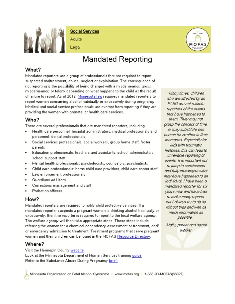 Mandated Reporting | PDF | Health Sciences | Mental Health