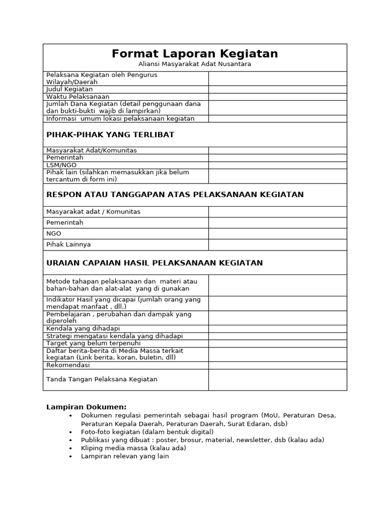 A1 Form Laporan Kegiatan Tanggap Darurat | PDF