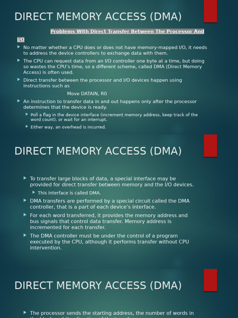 Direct Memory Access (Dma) | PDF | Input/Output | Central Processing Unit