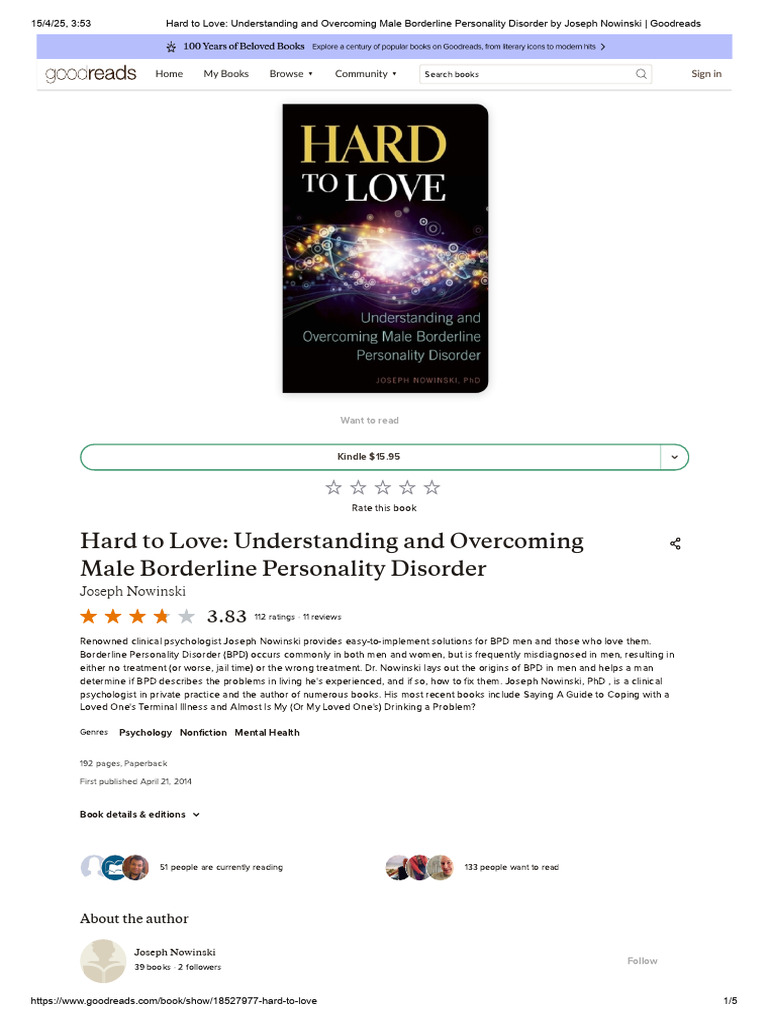 Hard To Love - Understanding and Overcoming Male Borderline Personality ...