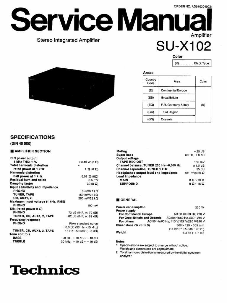 Technics Su-X102 SM 1 | PDF