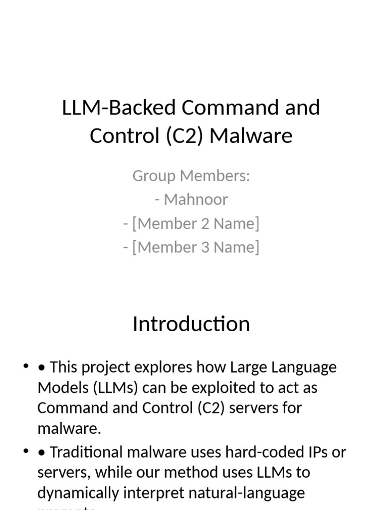 LLM C2 Malware Project Presentation | PDF