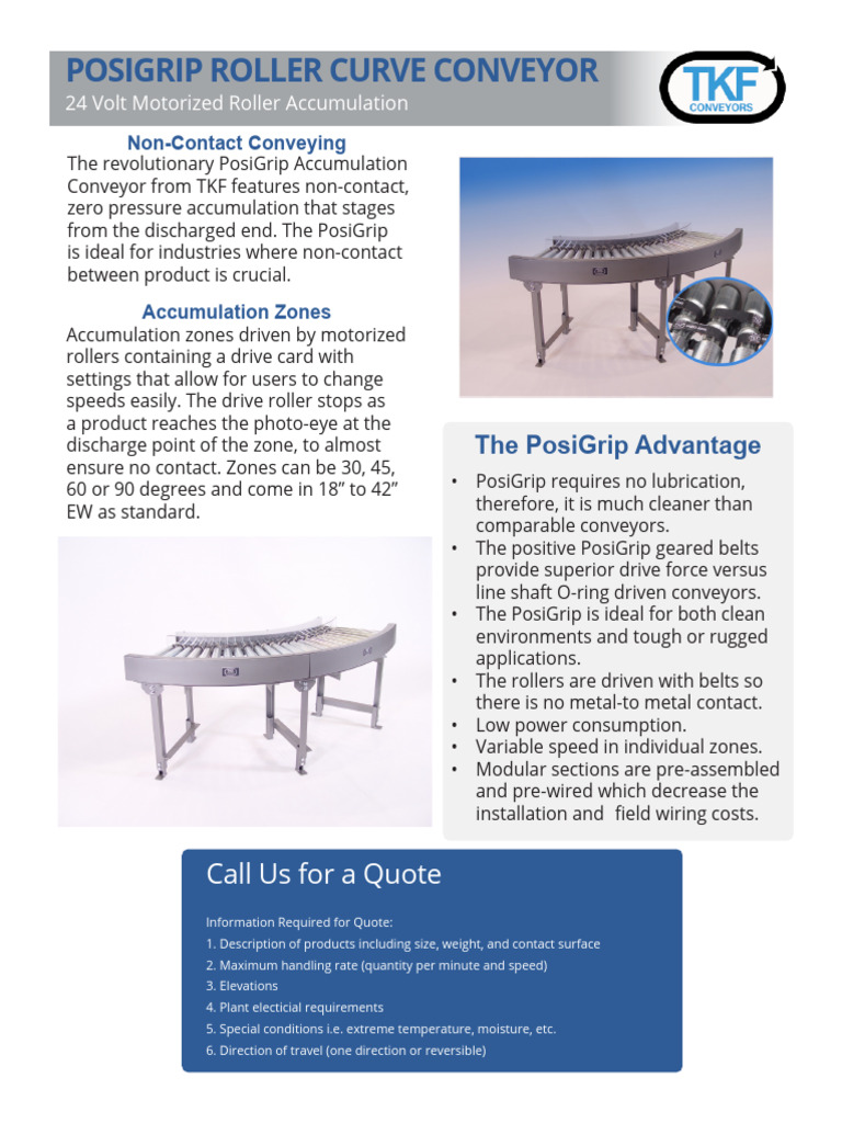 TKF Posigrip Roller Curve Conveyor | PDF | Manufactured Goods ...