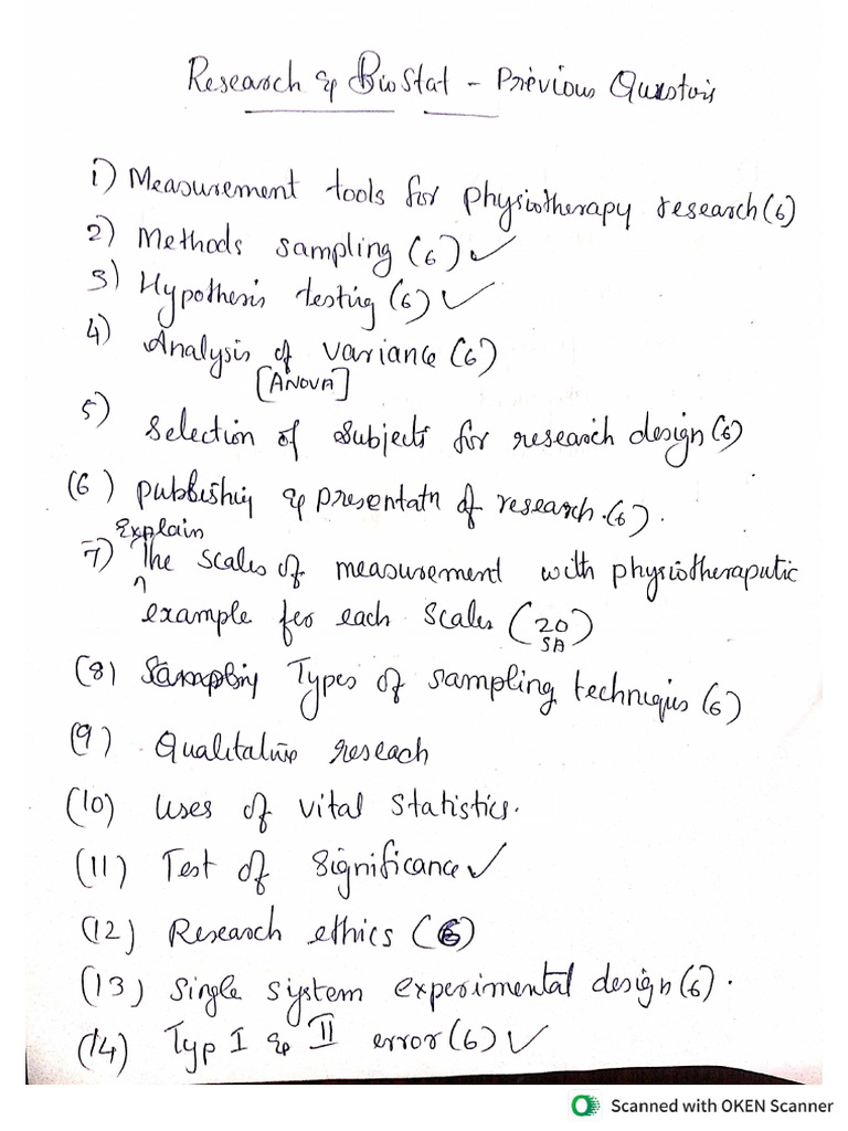 Biostat and Research Questions | PDF