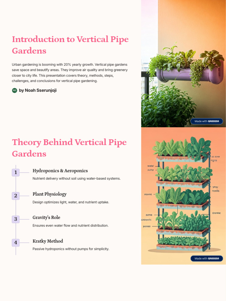 Introduction To Vertical Pipe Gardens | PDF | Hydroponics | Horticulture