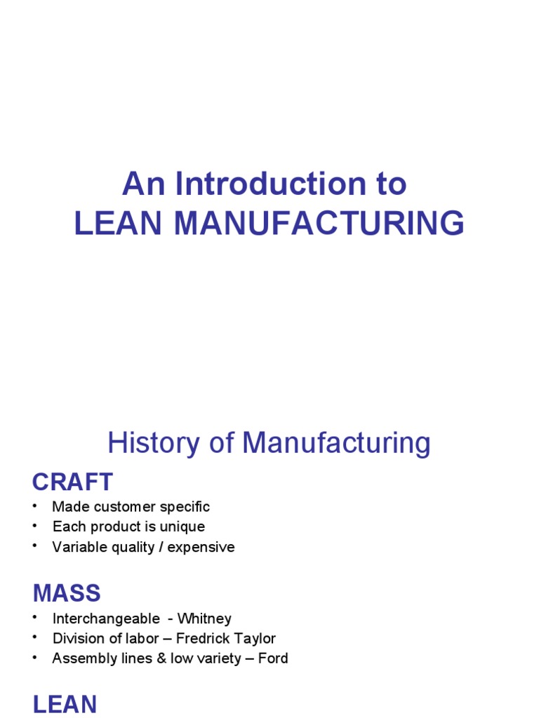 An Introduction To Lean Manufacturing | PDF | Lean Manufacturing ...