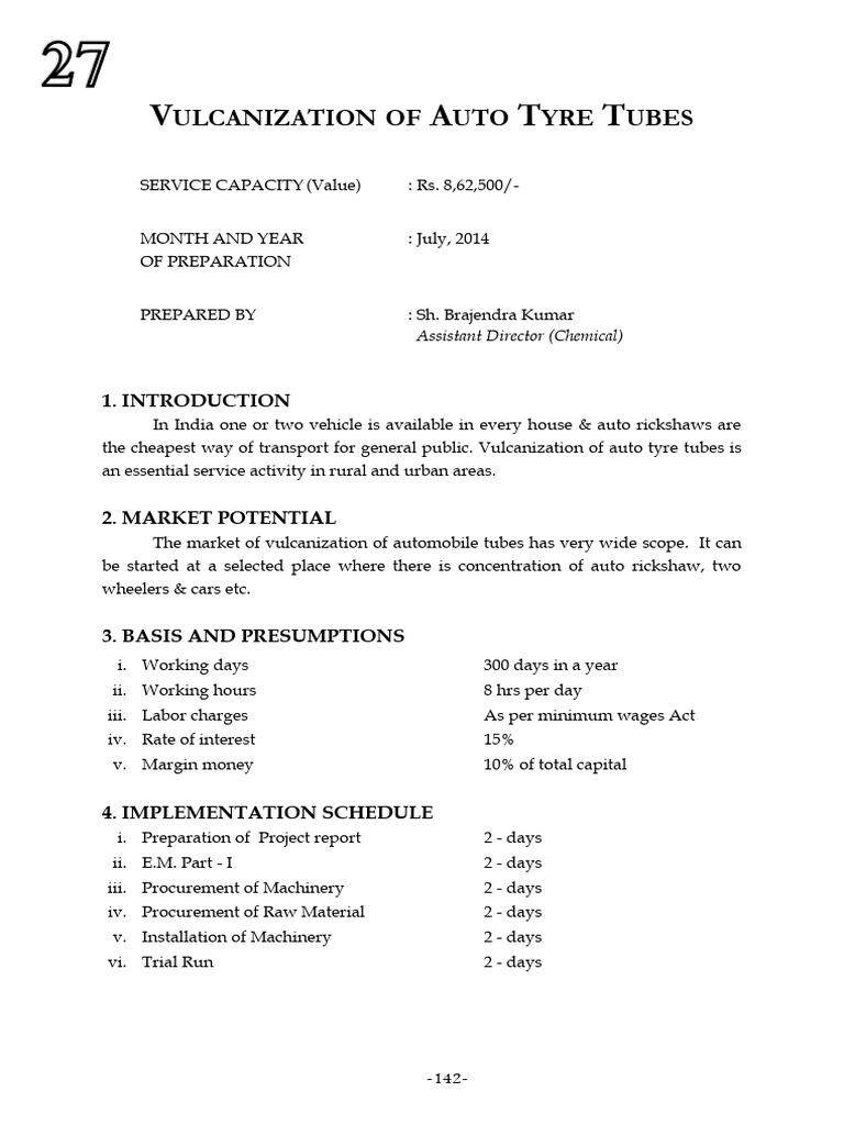 Auto Tyre Tube Vulcanization Guide | PDF | Expense | Capital (Economics)