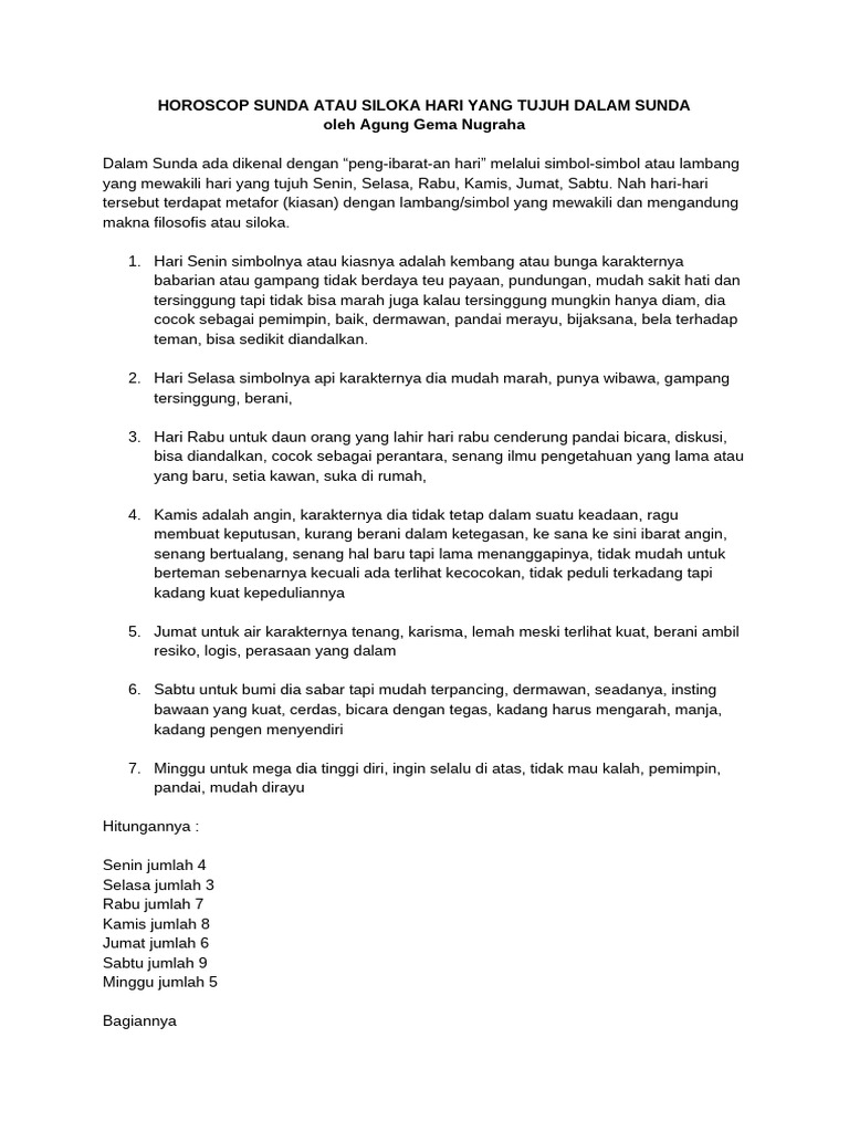 Simbol Hari dalam Budaya Sunda | PDF