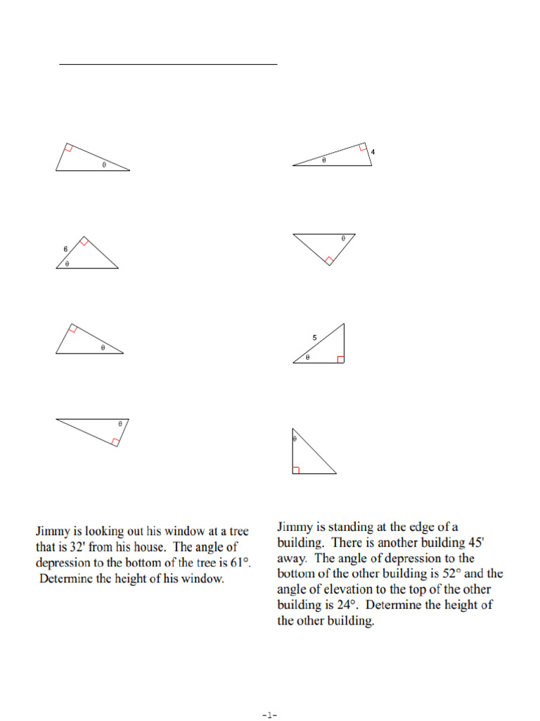Right Triangle Trigonometry Activity STM IV | PDF