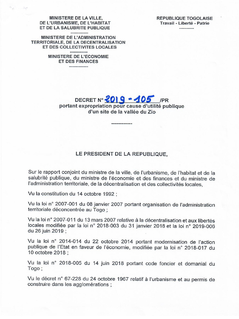 Décret - DUP - Vallée Du ZIO | PDF