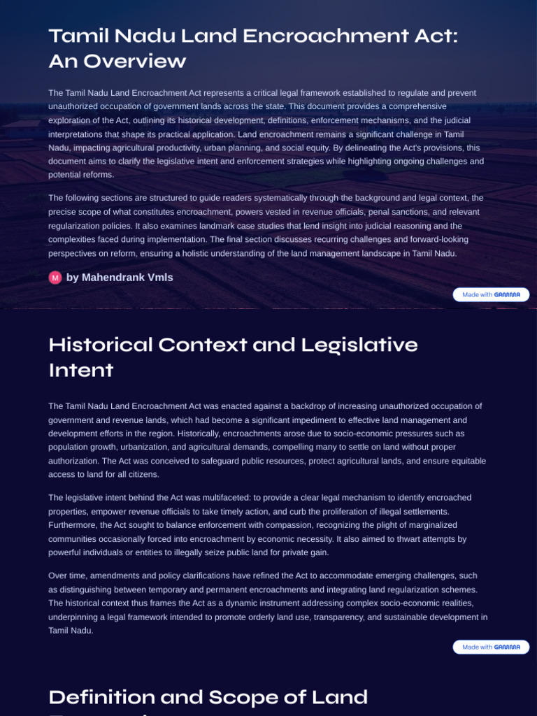 Tamil Nadu Land Encroachment Act An Overview | PDF | Policy | Punishments