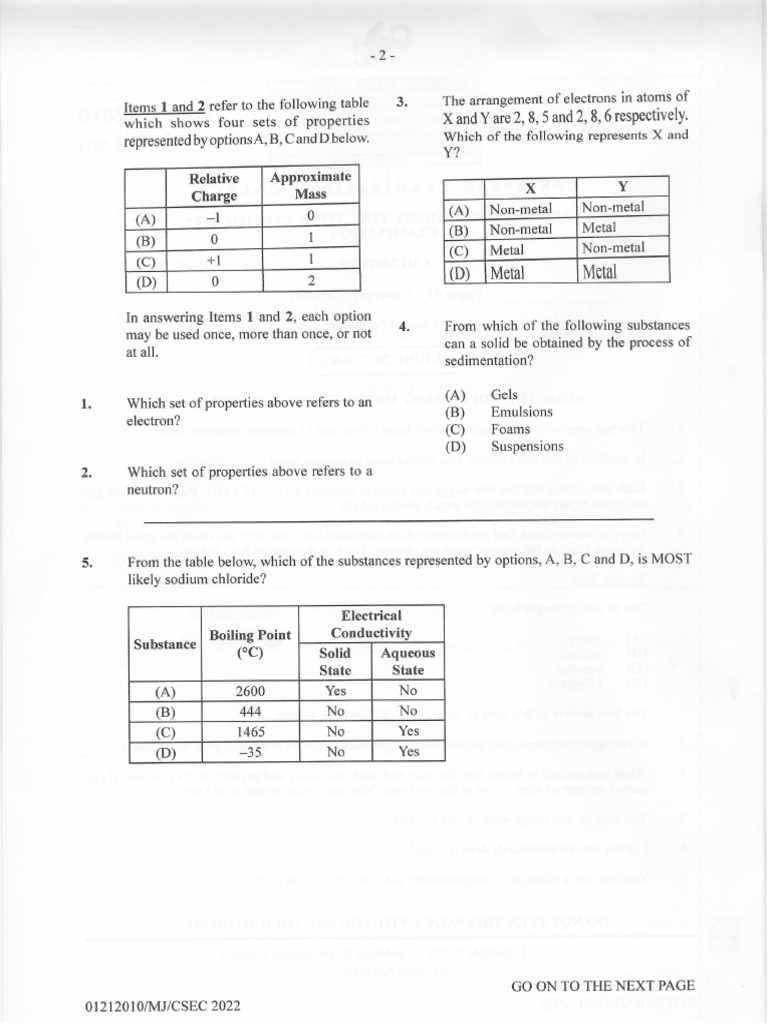CSEC Chemistry June 2022 | PDF