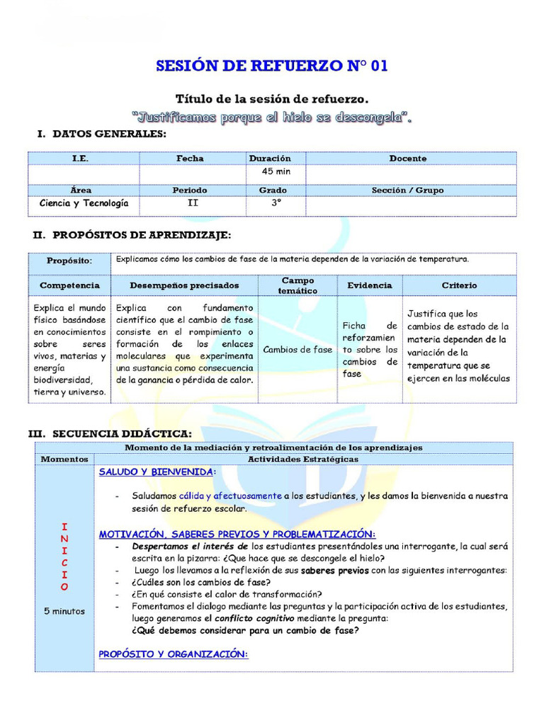 Sesión de Refuerzo 2025 | PDF | Hielo | Aprendizaje