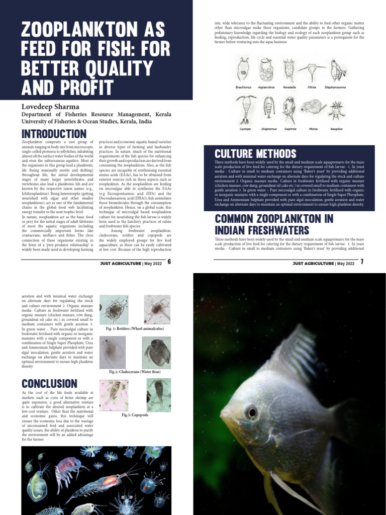 012 Zooplankton As Feed For Fish | PDF | Plankton | Biology