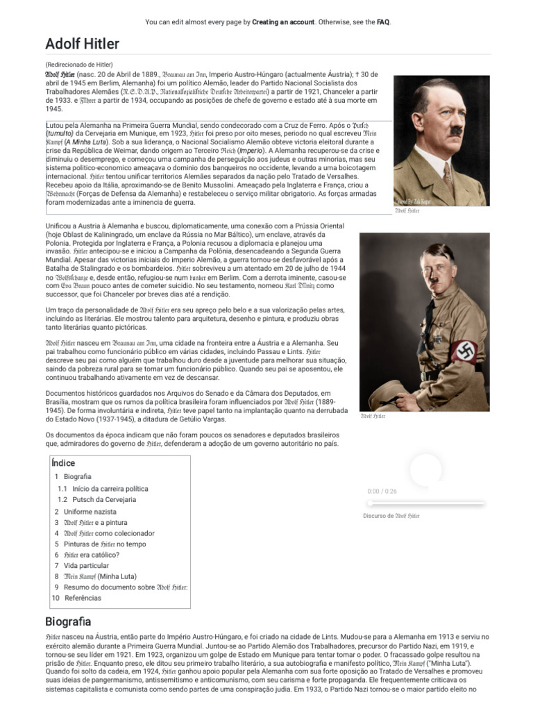 Biografia de Adolf Hitler: Vida e Impacto | PDF | Alemanha nazista ...
