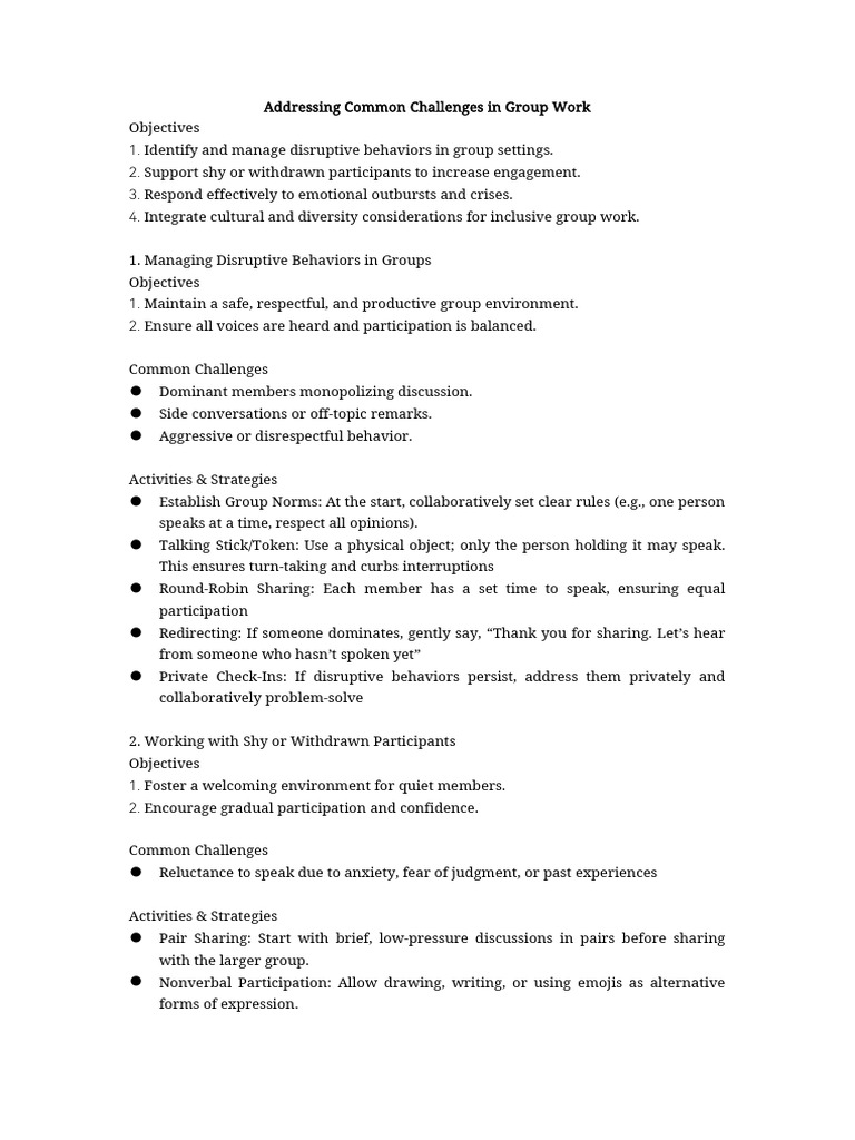 Addressing Common Challenges in Group Work | PDF | Emotions | Psychology