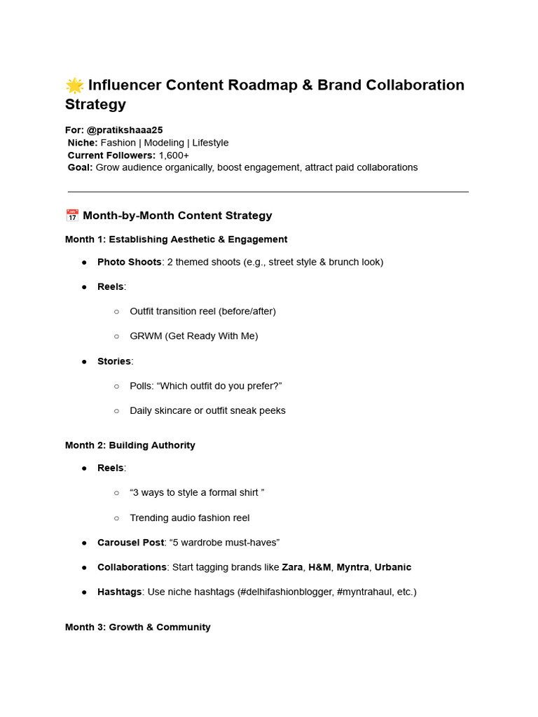 ? Influencer Content Roadmap & Brand Collaboration Strategy (1) | PDF ...