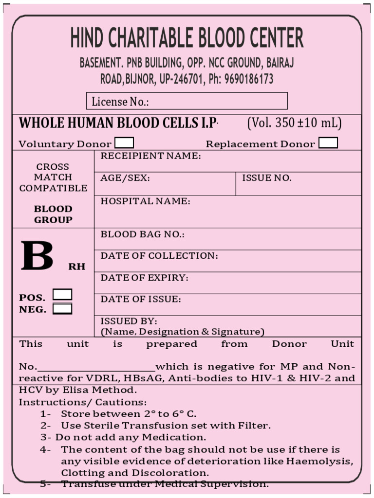 Blood Bag Labeling Guidelines | PDF | Blood Transfusion | Blood Donation