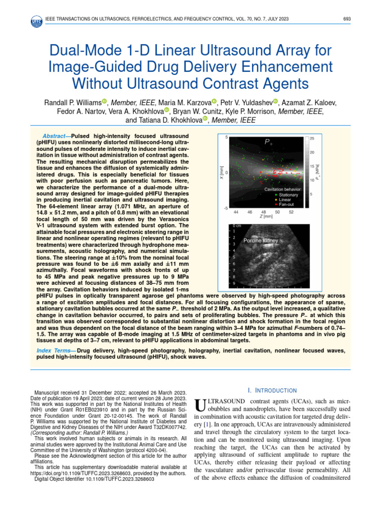 Dual-Mode 1-D Linear Ultrasound Array For Image-Guided Drug Delivery Enhancement Without ...