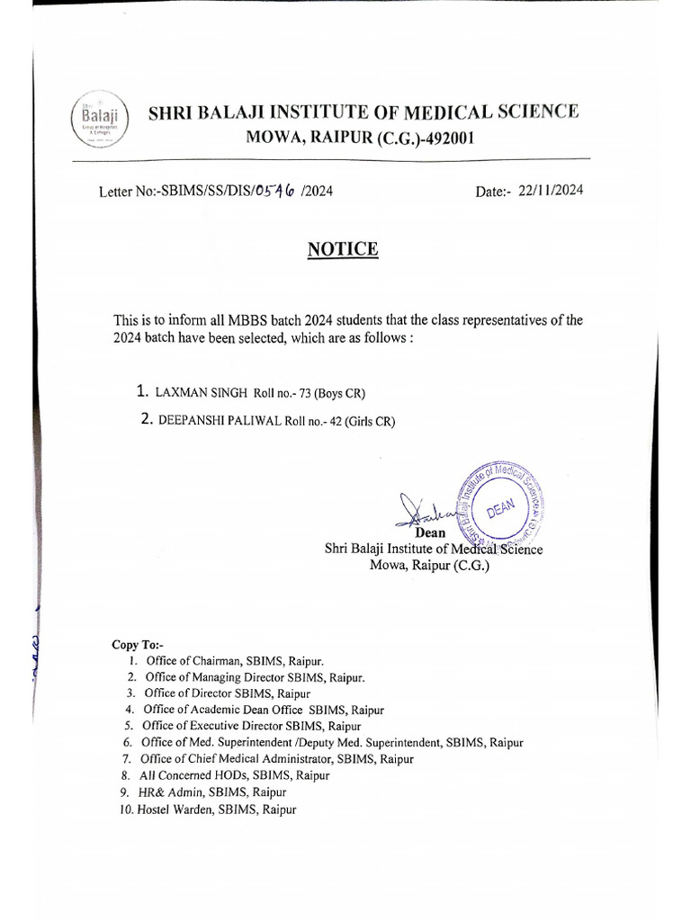 Notice Regarding 2024 Batch Class Representative | PDF