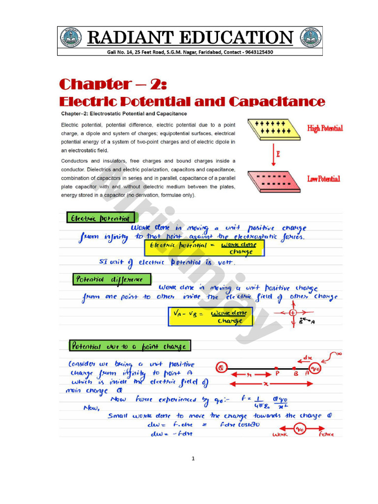 Chapter 2 Electric Potential and Capacitance | PDF