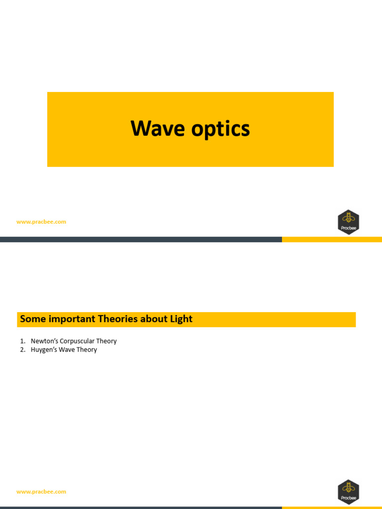Wave Optics Jee Advanced Class Notes | PDF | Light | Optics