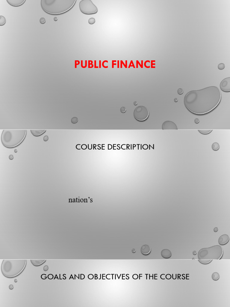 Public Finance - Lecture 1 | PDF | Public Finance | Taxes