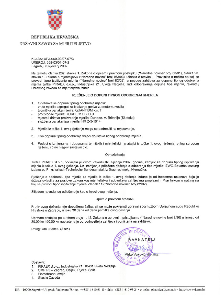 HR Z-5-1014 Dopuna 1 (2007-2017) - Tip-Quantium XXX T | PDF