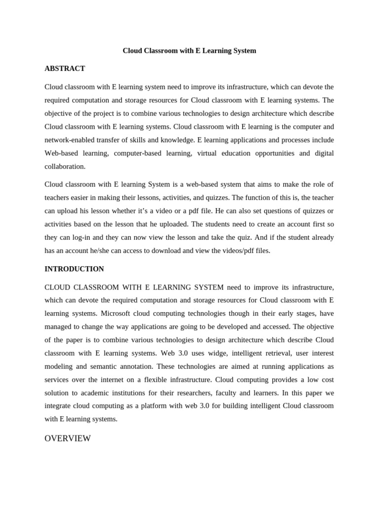 Final Report Cloud Classroom With E Learning System | PDF | Html | Html Element