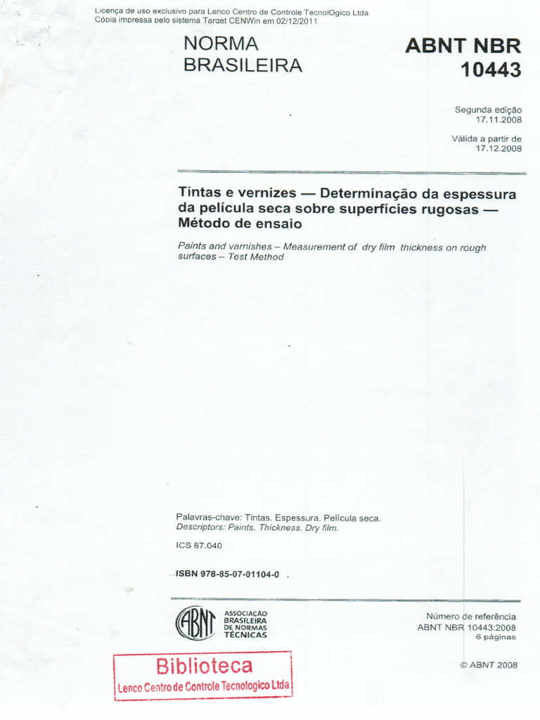 Abnt NBR 10443 - 2008 | PDF