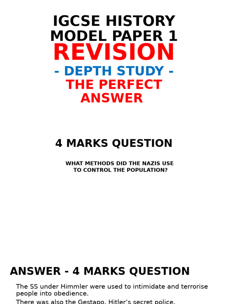 Depth Study Paper 1 Model Answers | PDF