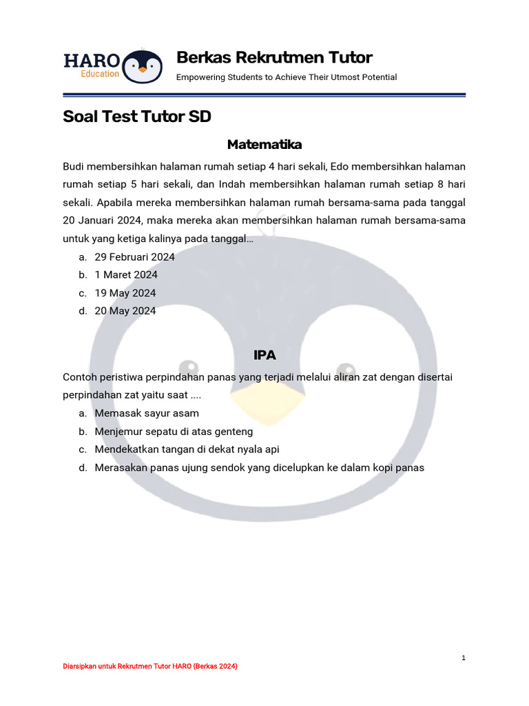 Soal Microteaching - HARO Education | PDF