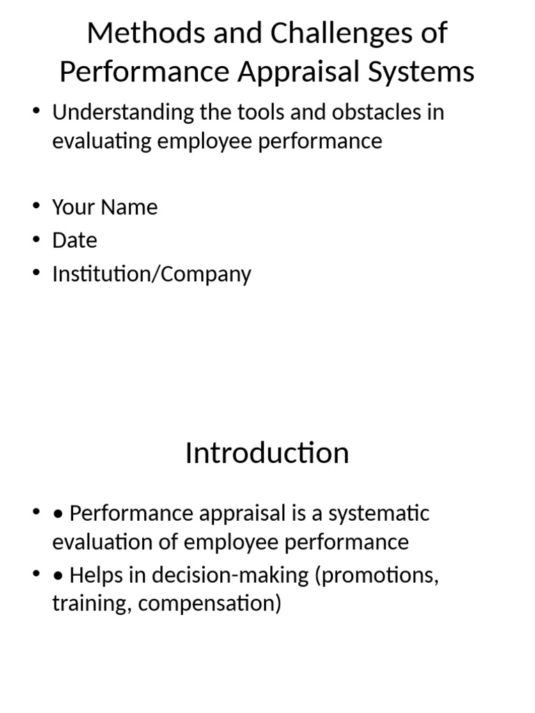 Performance Appraisal Systems Presentation | PDF