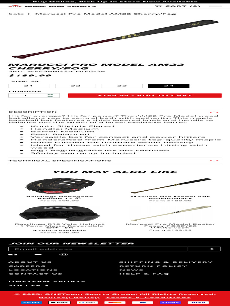 Marucci Pro Model AM22 CherryFog - Home Run Spor | PDF