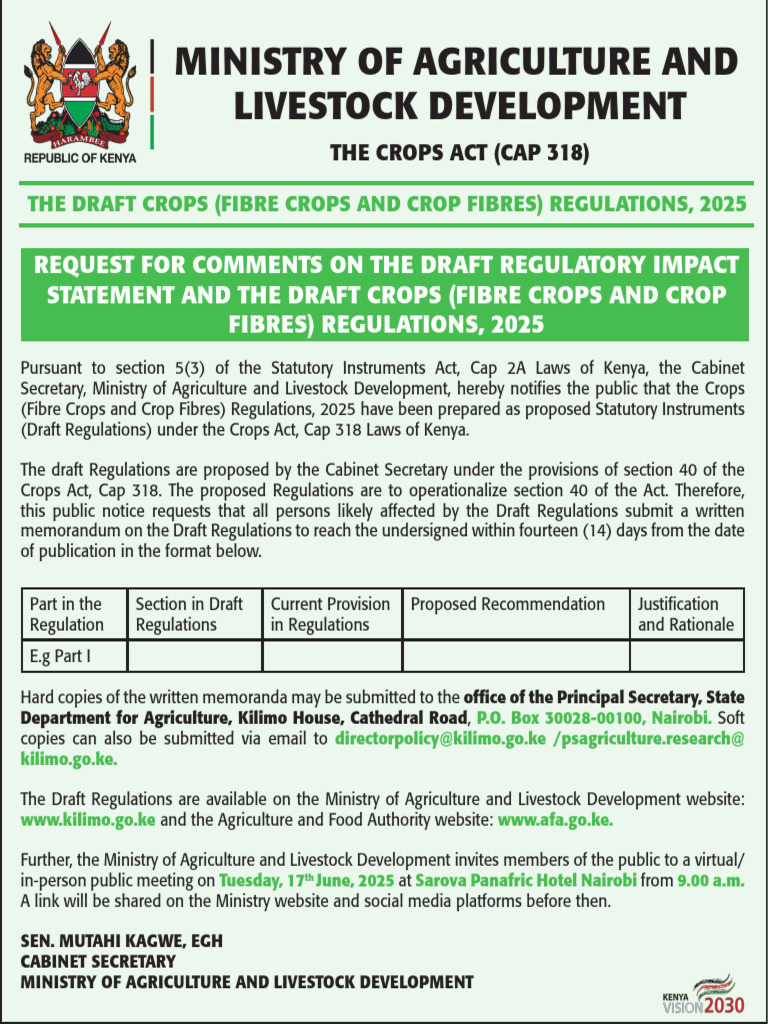 Draft Fibre Crops Regulations 2025 Feedback | PDF