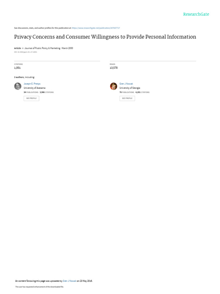 Privacy Concerns and Consumer Willingness To Provide Personal ...